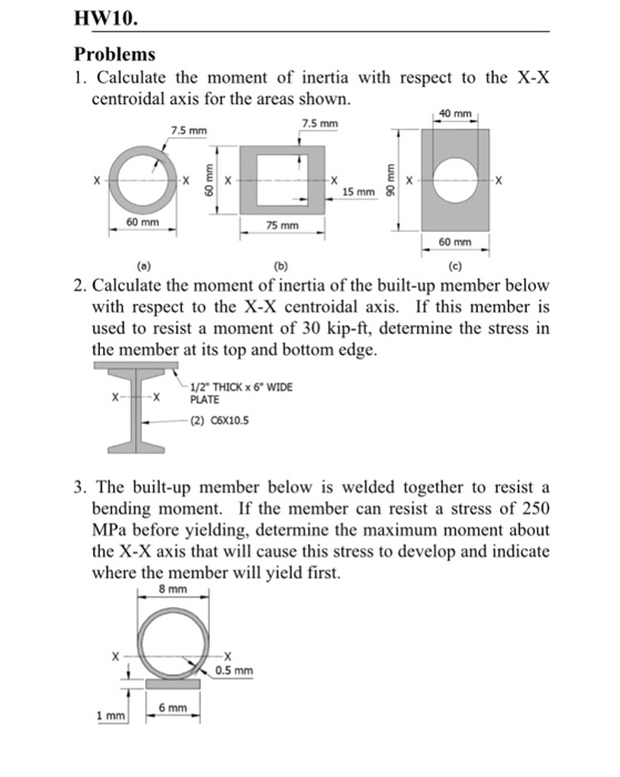 Solved HW10. Problems 1. Calculate the moment of inertia | Chegg.com