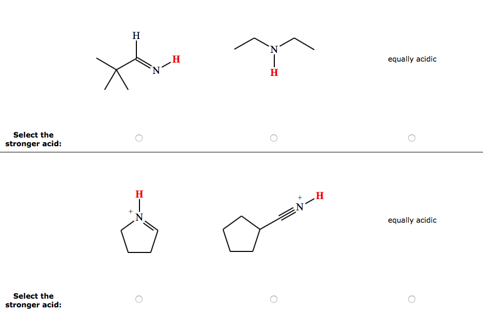 Solved In each row of the table below, select the stronger | Chegg.com