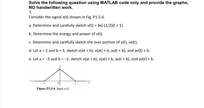 Solved Solve The Following Question Using Matlab Code Only 