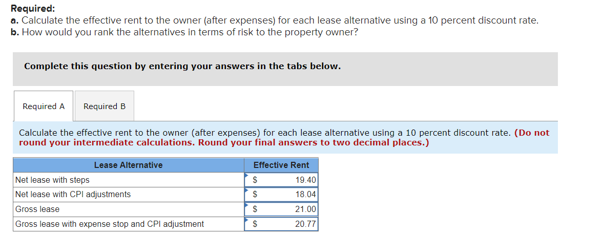 Solved A property owner is evaluating the following | Chegg.com