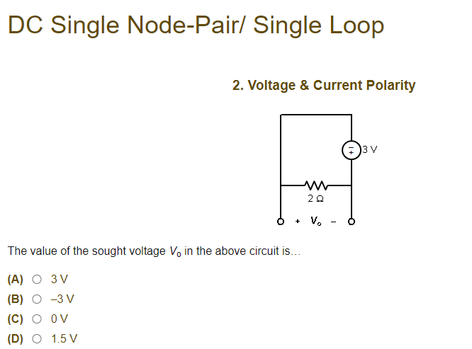 Solved DC Single Node-Pair/ Single Loop 2. Voltage & Current | Chegg.com