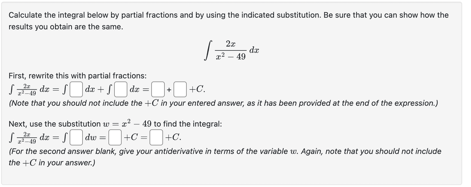 Solved Calculate the integral below by partial fractions and | Chegg.com