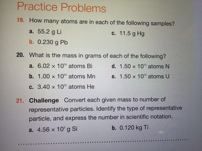 Solved How many atoms are in each of the following samples? | Chegg.com