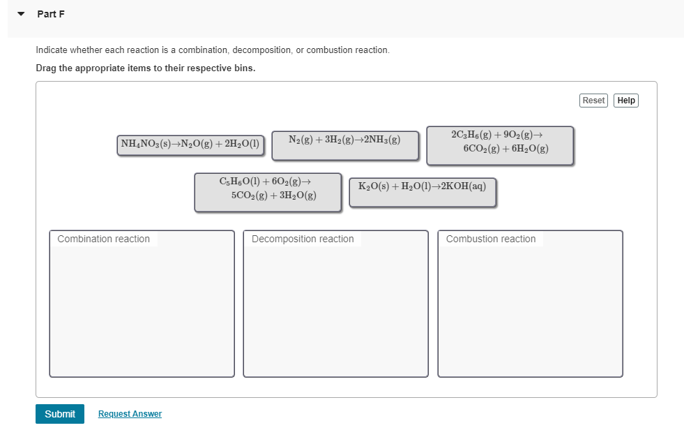 Solved Part FIndicate whether each reaction is a | Chegg.com