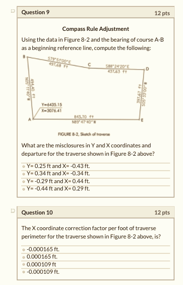 Solved Question 9 12 pts Compass Rule Adjustment Using the | Chegg.com
