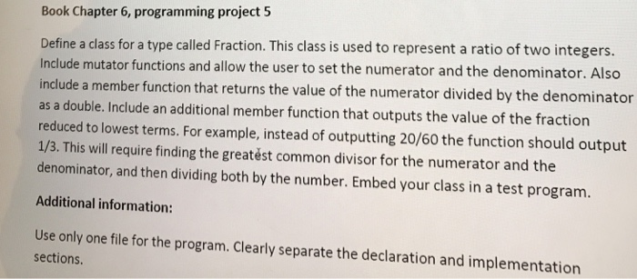 Solved Book Chapter 6, programming project 5 Define a class | Chegg.com