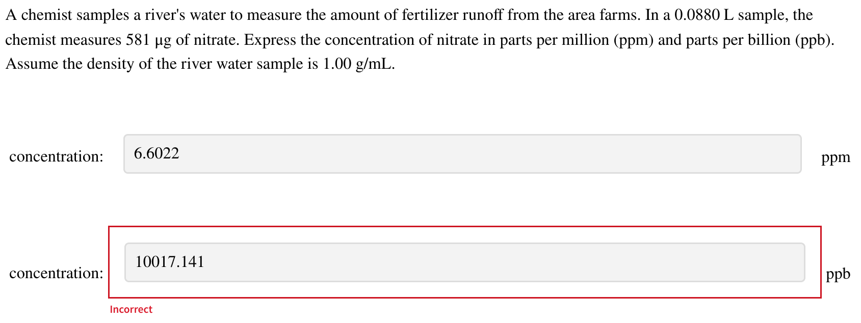 Solved A chemist samples a river's water to measure the | Chegg.com