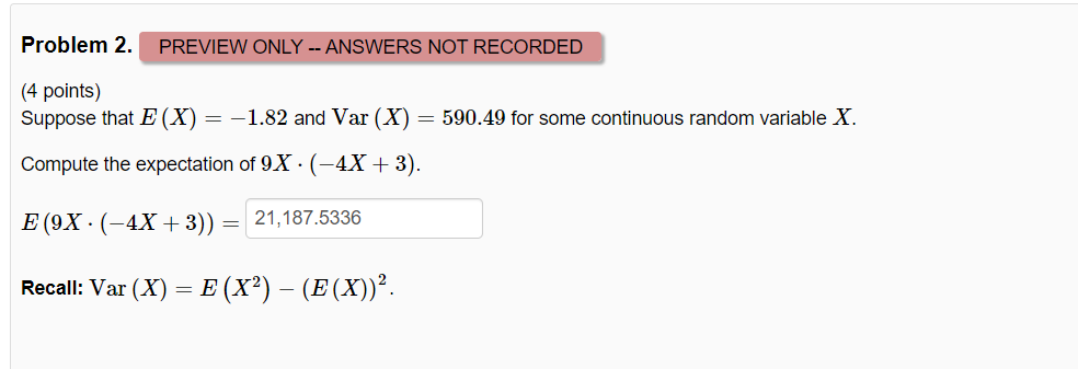 Solved Problem 2. PREVIEW ONLY -- ANSWERS NOT RECORDED (4 | Chegg.com