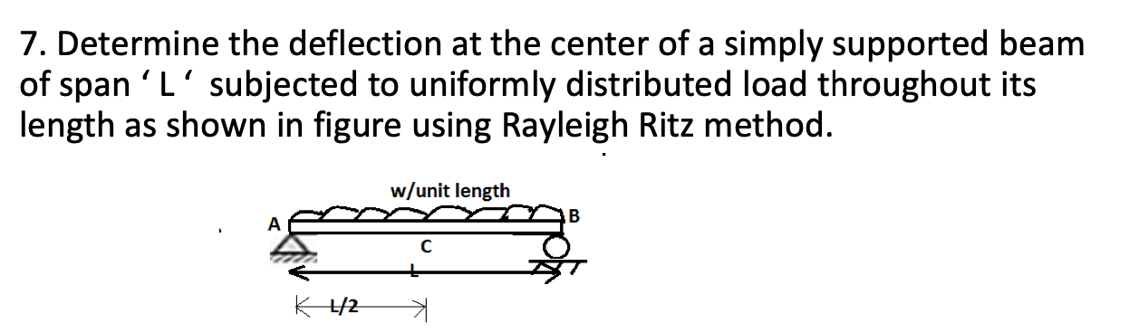 Solved 7. Determine the deflection at the center of a simply | Chegg.com