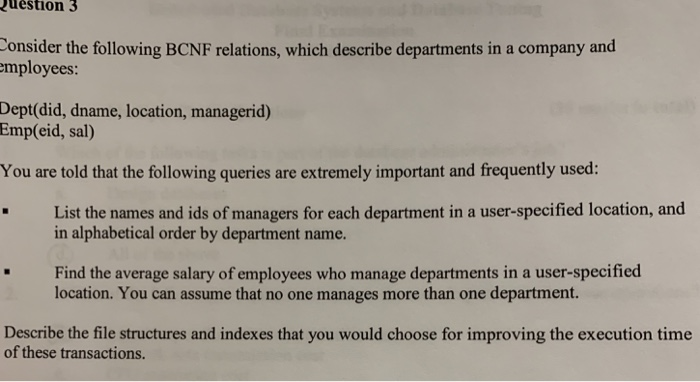 Solved uestion 3 Consider the following BCNF relations, | Chegg.com