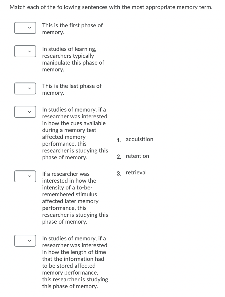 Solved Match each of the following sentences with the most | Chegg.com