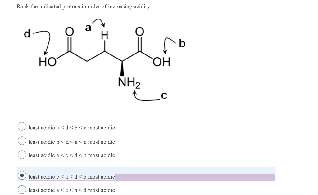 Solved Rank the indicated protons in order of increasing | Chegg.com
