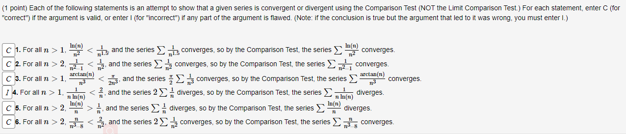 Solved (1 point) Each of the following statements is an | Chegg.com
