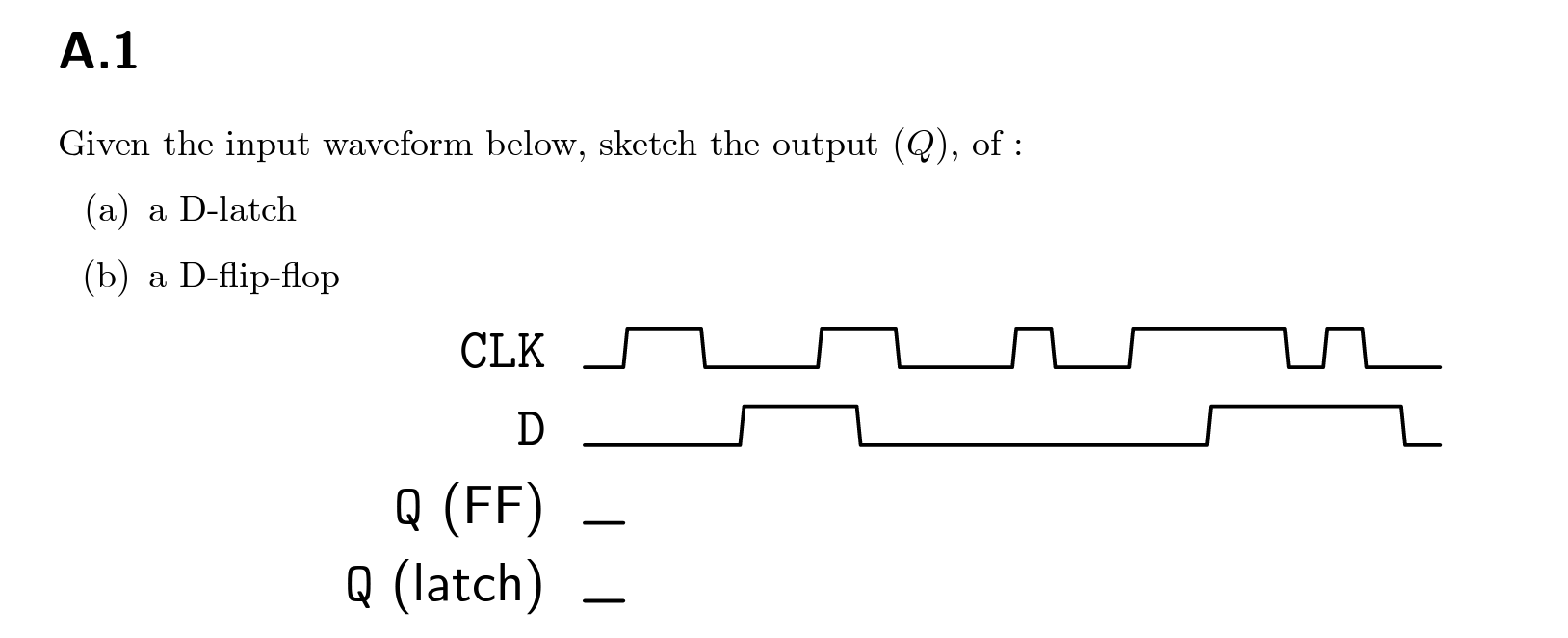 Solved A. 1Given the input waveform below, sketch the output | Chegg.com