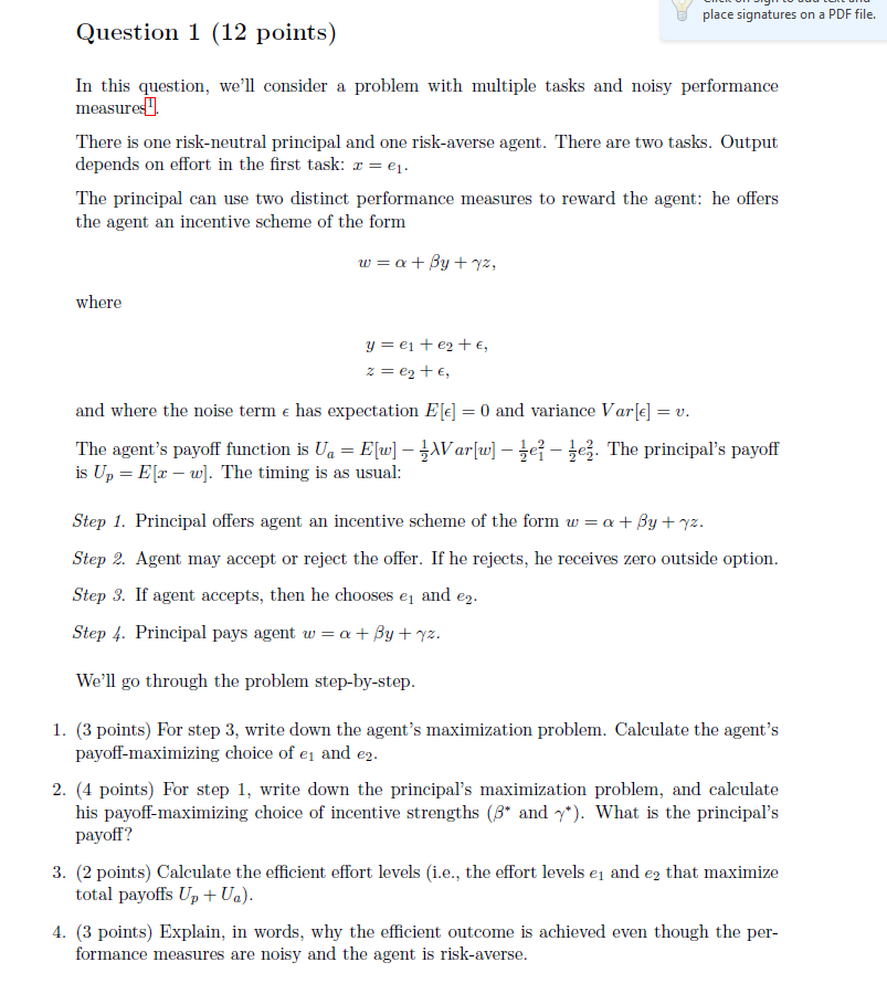 Question 1 (12 points) place signatures on a PDF | Chegg.com Question 1 (12 points) place signatures on a PDF | Chegg.com