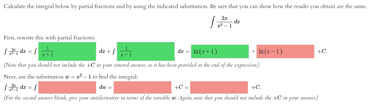 Solved Calculate the integral below by partial fractions and | Chegg.com