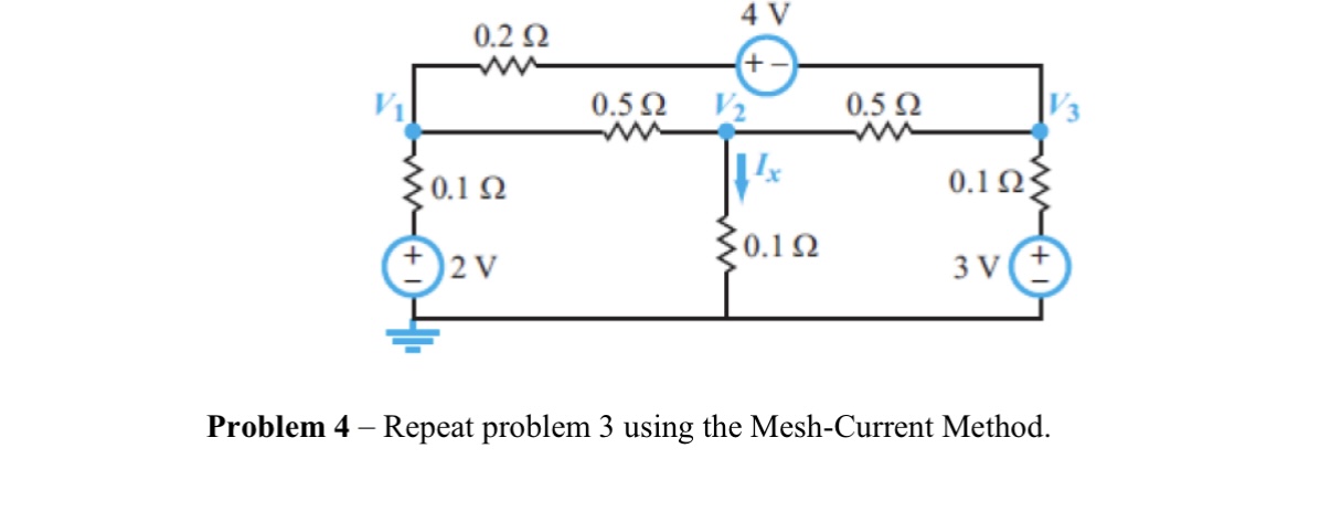 Solved Problem 4 - Repeat problem 3 using the Mesh-Current | Chegg.com Solved Problem 4 - Repeat problem 3 using the Mesh-Current | Chegg.com