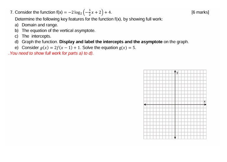 Solved Consider the function f(x)=-2log2(-12x+2)+4.Determine | Chegg.com