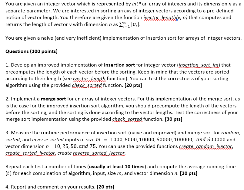 Solved You are given an integer vector which is represented | Chegg.com