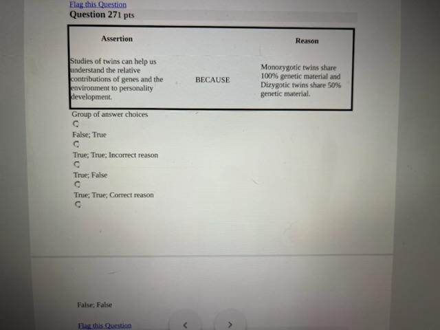 Solved Elag this Question Question 271 pts Assertion Reason | Chegg.com