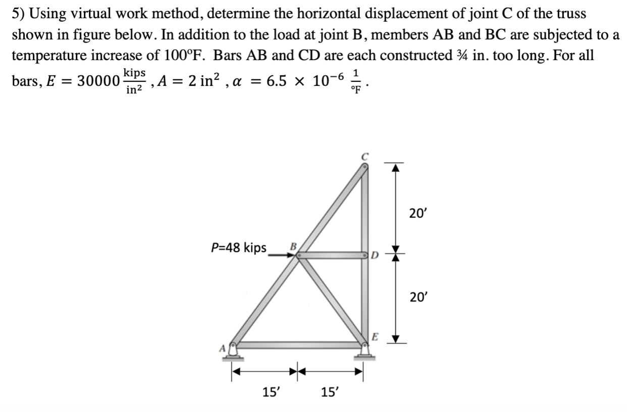 Solved 5) Using virtual work method, determine the | Chegg.com