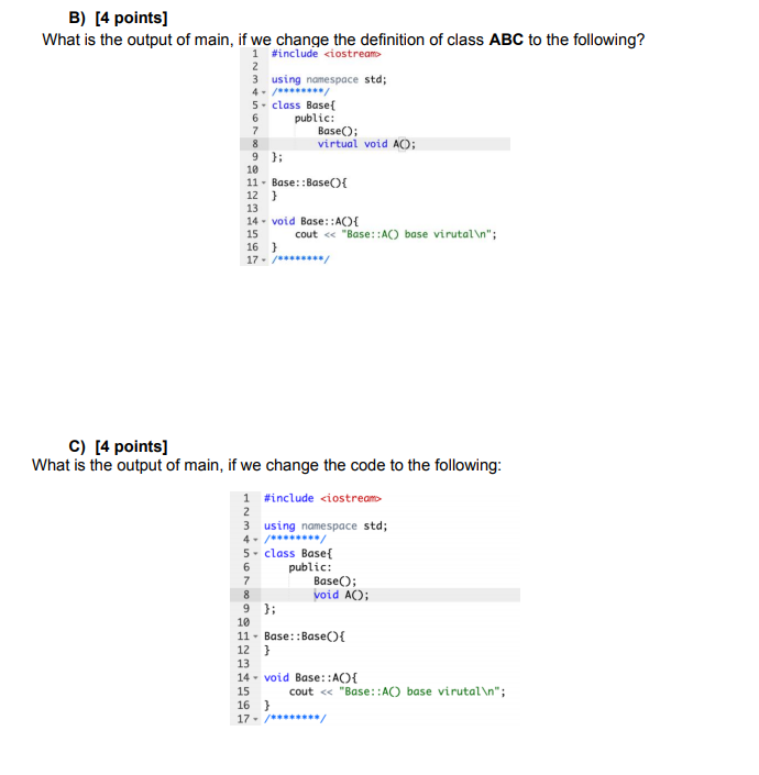 Solved Base class ABC defined in each part of this question. | Chegg.com