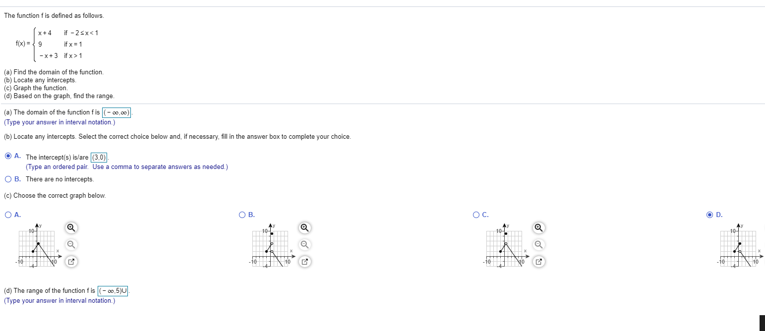 Solved The function fis defined as follows X+4 if -25x