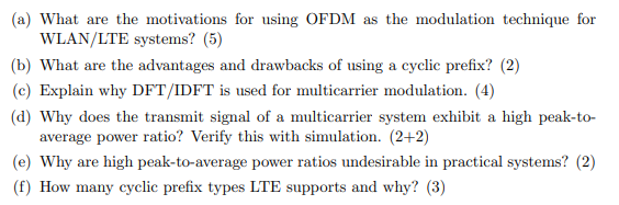 Solved A What Are The Motivations For Using Ofdm As The