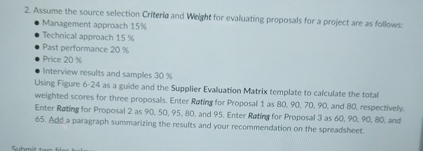 Solved 2. Assume the source selection Criteria and Weight | Chegg.com