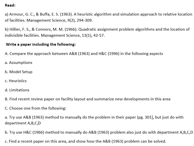 Solved Read: a) Armour, G. C., & Buffa, E. S. (1963). A | Chegg.com