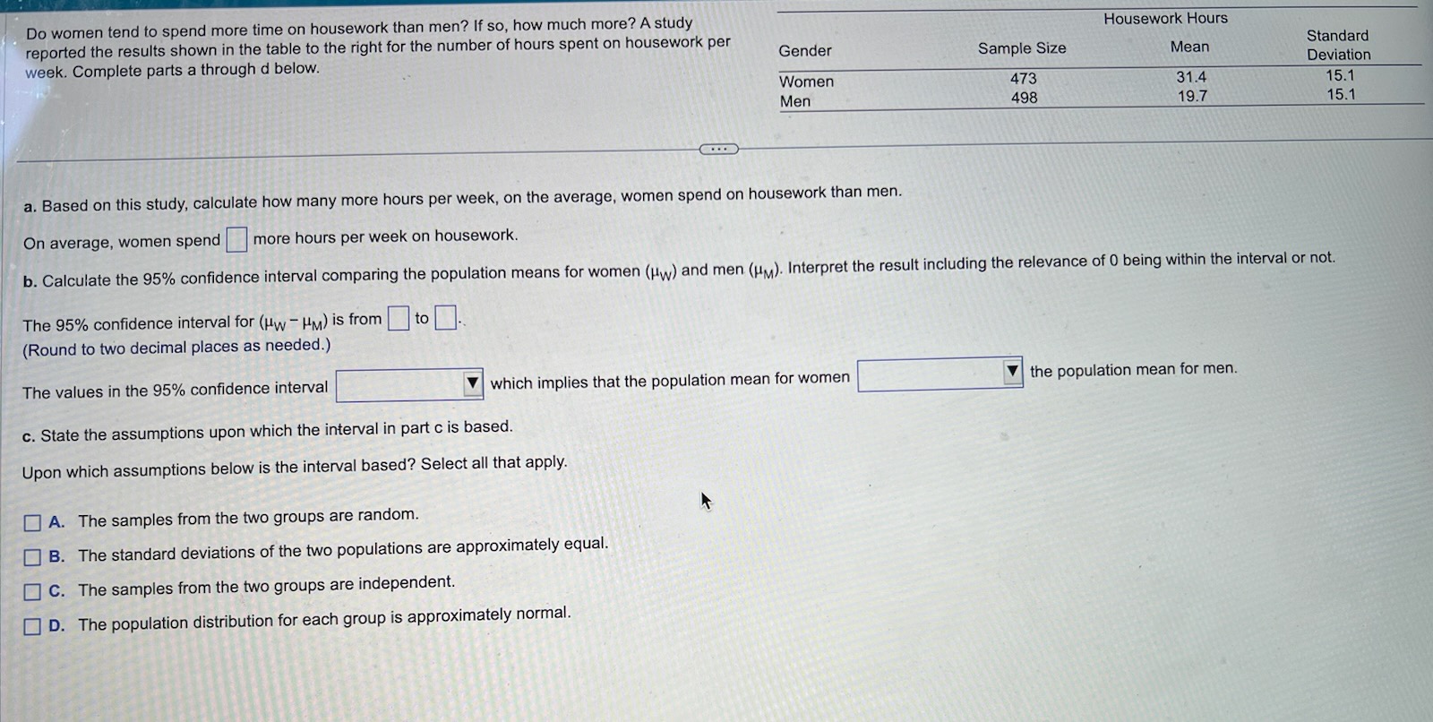 Do women tend to spend more time on housework than | Chegg.com