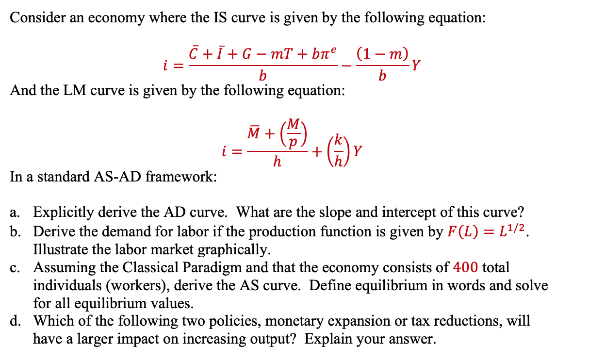 Solved Consider an economy where the IS curve is given by | Chegg.com