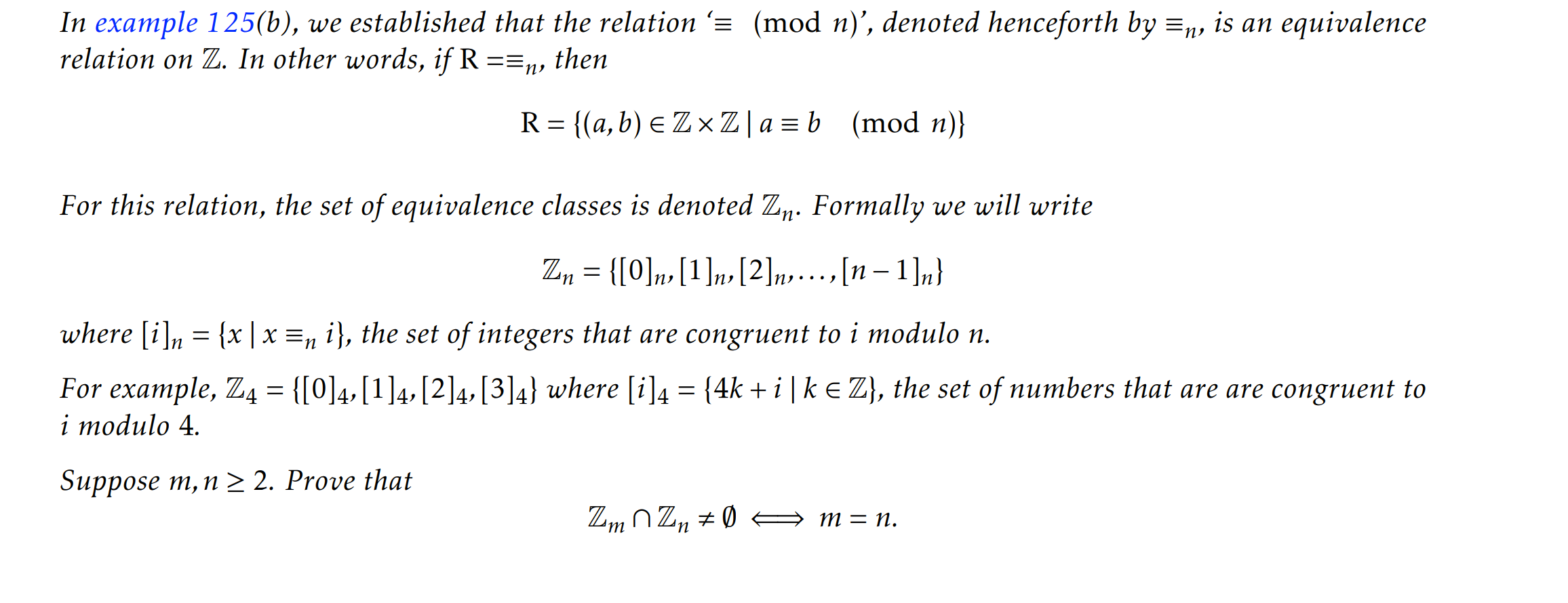Solved In example 125(b), we established that the relation'= | Chegg.com