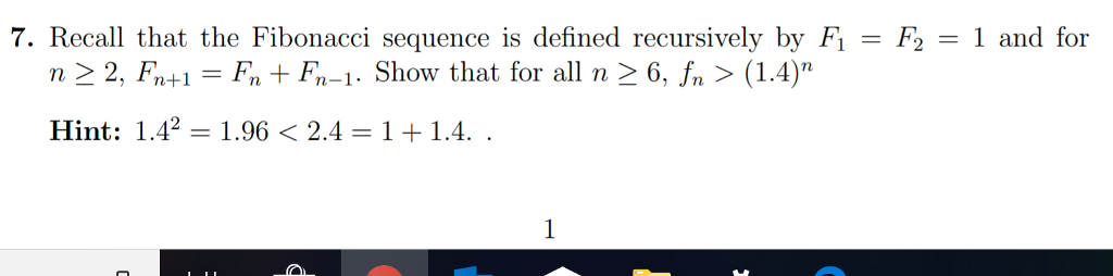 Solved 7. Recall that the Fibonacci sequence is defined | Chegg.com