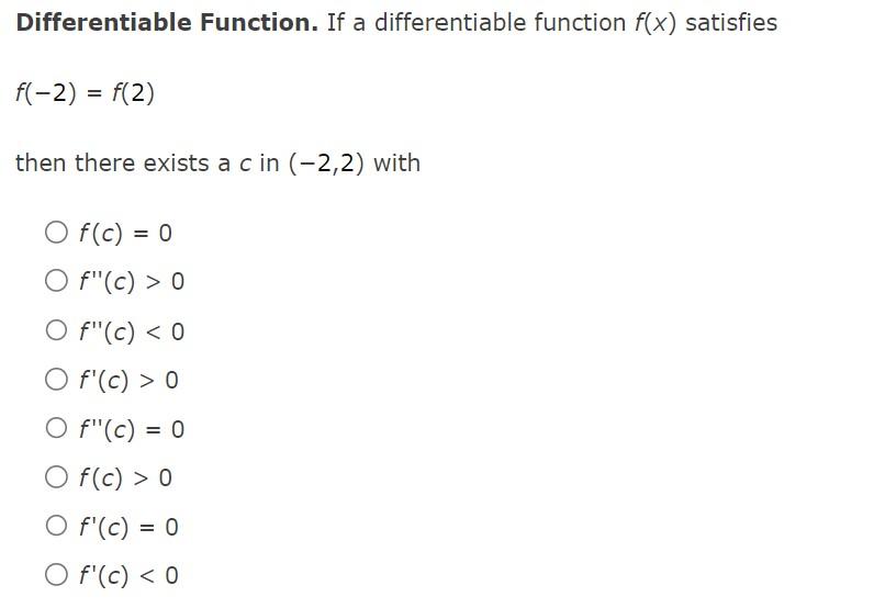 Solved Differentiable Function. If a differentiable function | Chegg.com