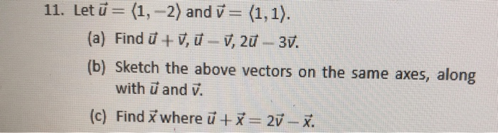 Solved 11. Let u (1,-2) and v- (1,1). (b) Sketch the above | Chegg.com