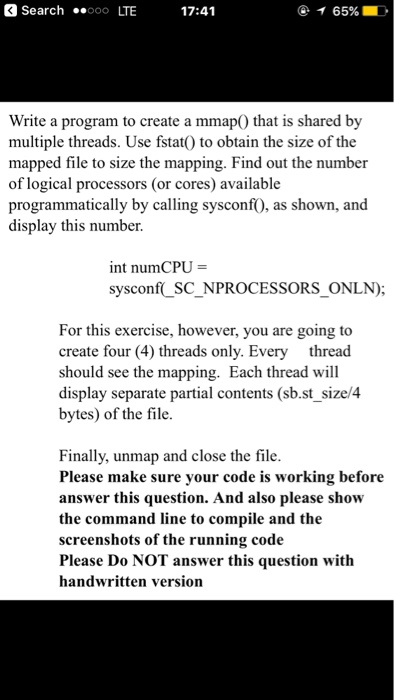 Solved Write a program to create a mmap() that is shared by | Chegg.com