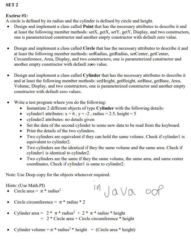 Solved In java (object oriented programming): excirse #1: A | Chegg.com