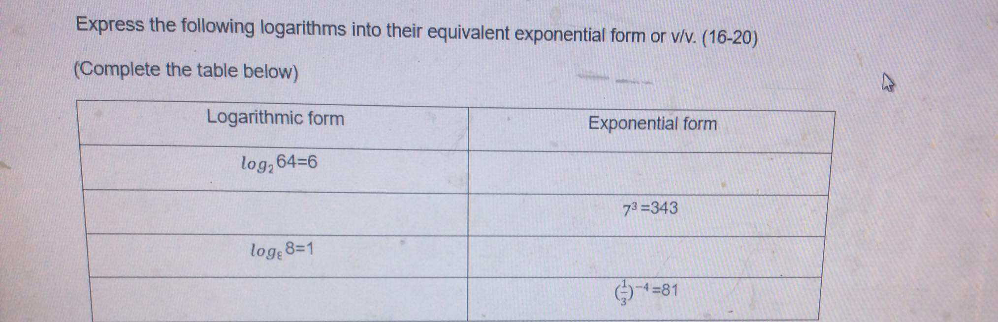 Solved Express the following logarithms into their | Chegg.com