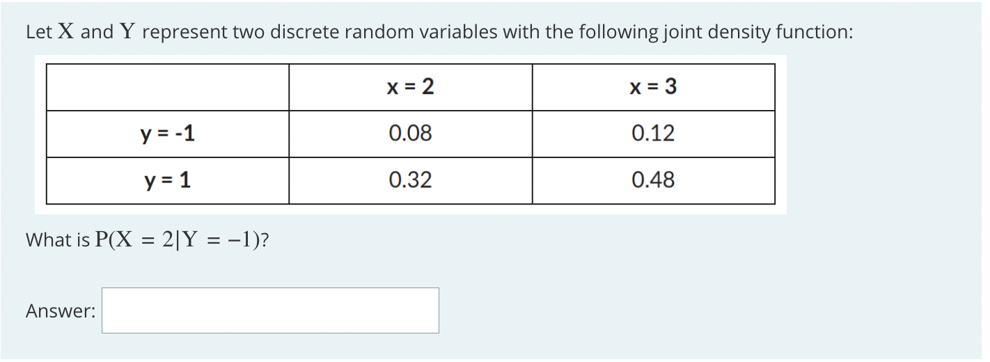 Solved Let X and Y represent two discrete random variables | Chegg.com
