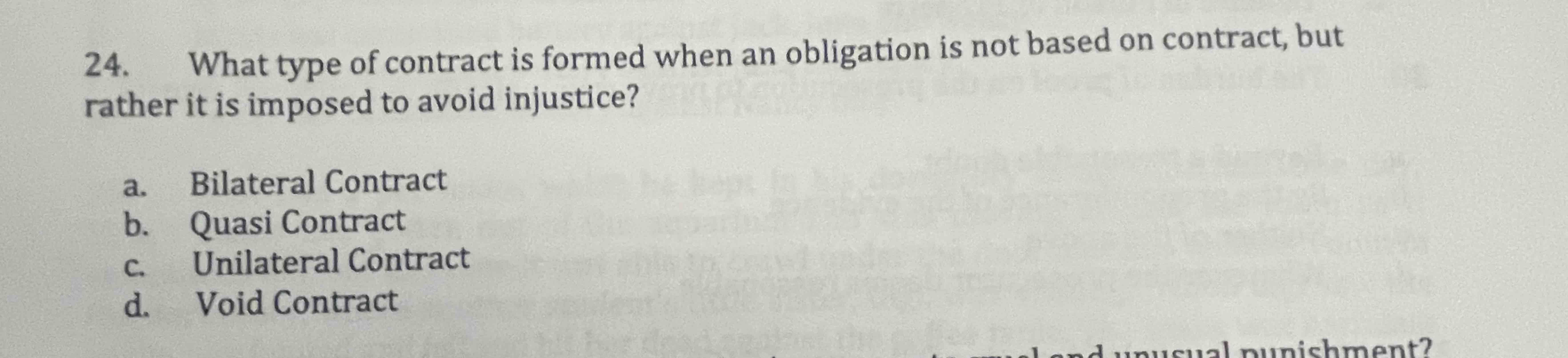 Solved What type of contract is formed when an obligation is | Chegg.com