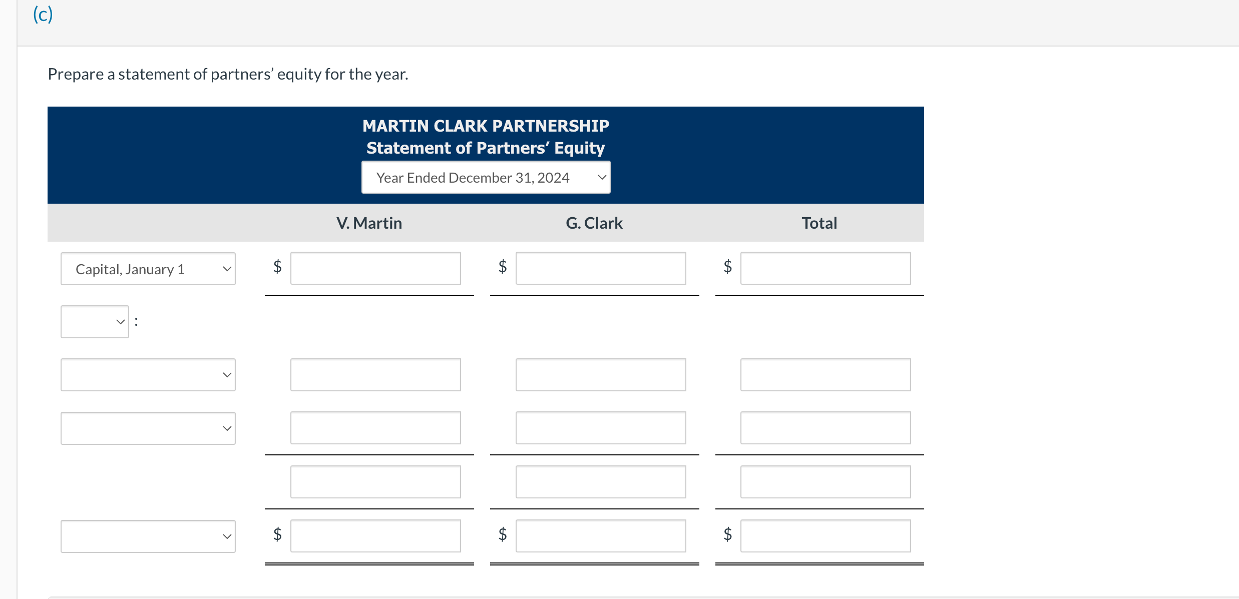 Solved Veda Martin and Gordon Clark have a partnership | Chegg.com