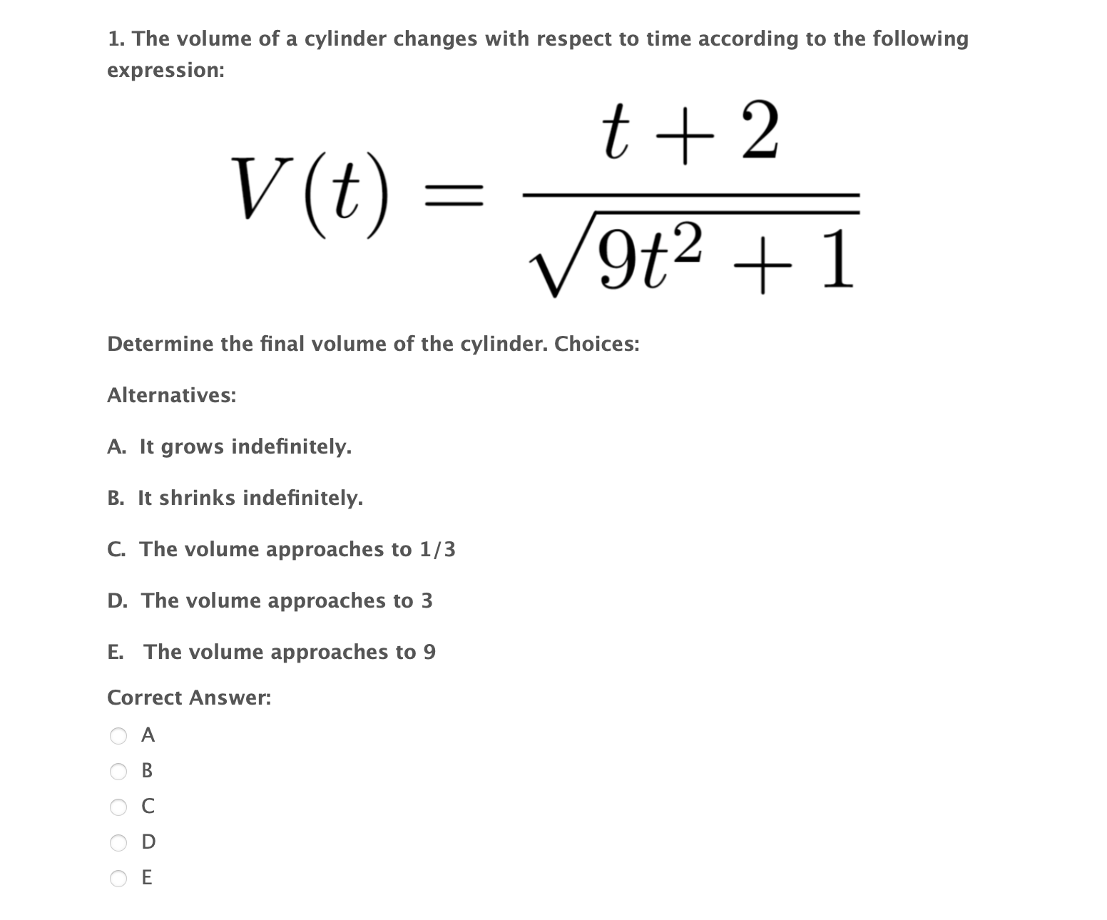 Solved Please Solve this questionThe volume of a cylinder | Chegg.com