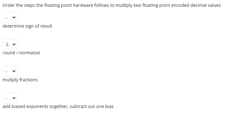 Order the steps the floating point hardware follows | Chegg.com