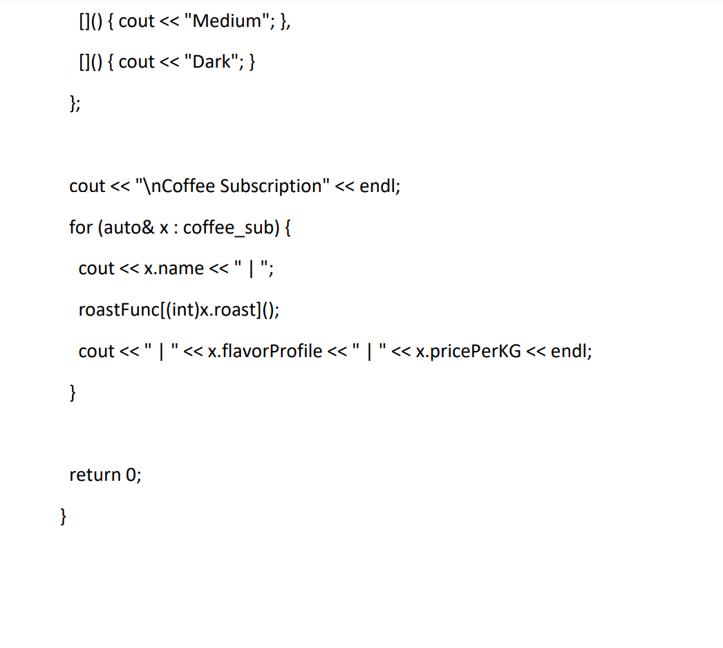 Solved In this part you are to arrange a variety of Coffees | Chegg.com