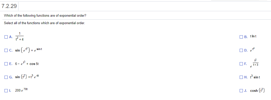 Solved 7.2.29 Which of the following functions are of | Chegg.com