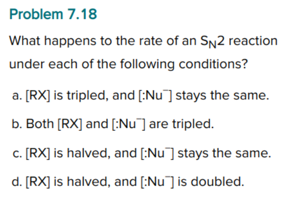 Solved What happens to the rate of SN2 reactions under the | Chegg.com