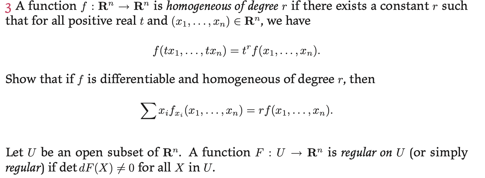 3 A function f:Rn→Rn is homogeneous of degree r if | Chegg.com