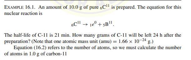 6011 EXAMPLE 16.1. An amount of 10.0 g of pure 6C 1 | Chegg.com