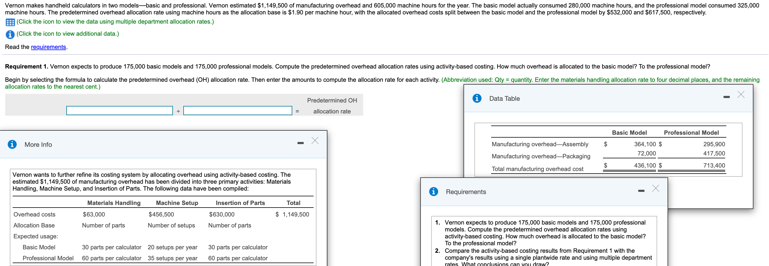 Solved Vernon makes handheld calculators in two models—basic | Chegg.com
